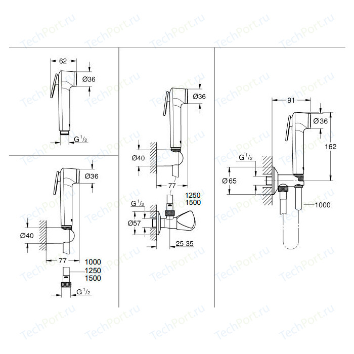 Гигиенический набор Grohe Tempesta-F хром (26358000) – купить в ...